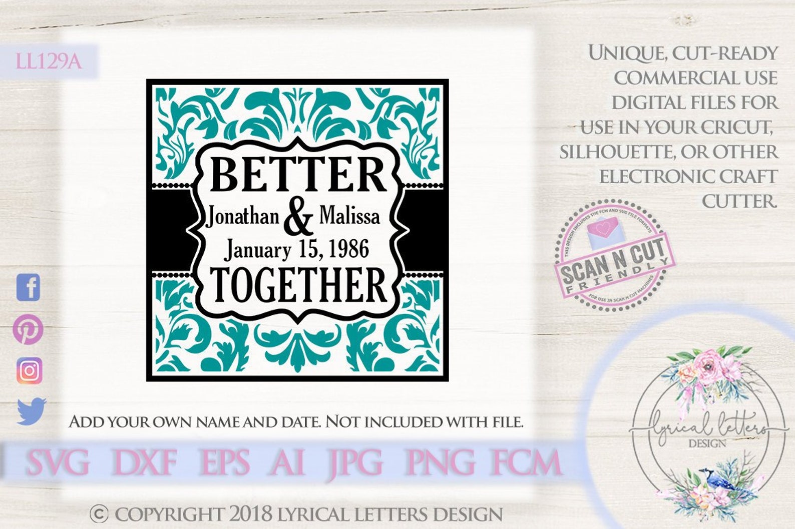 Better Together Block Design LL129 A SVG DXF Fcm Ai Eps Png | Etsy