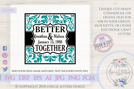 Better Together Block Design LL129 A SVG DXF Fcm Ai Eps Png | Etsy