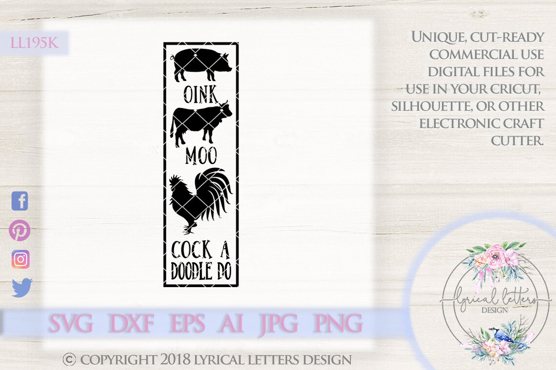 Farmhouse SVG Oink Moo Cock A Doodle Do Farm Animal LL195 | Etsy