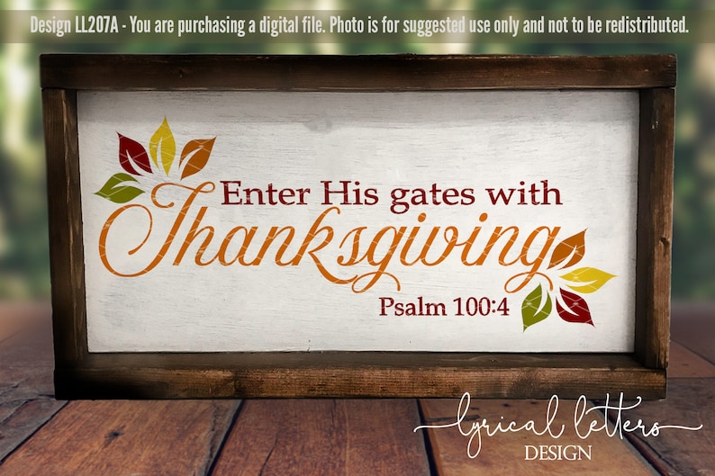 Enter His Gates with Thanksgiving Psalm 100 Fall SVG LL207 A | Etsy