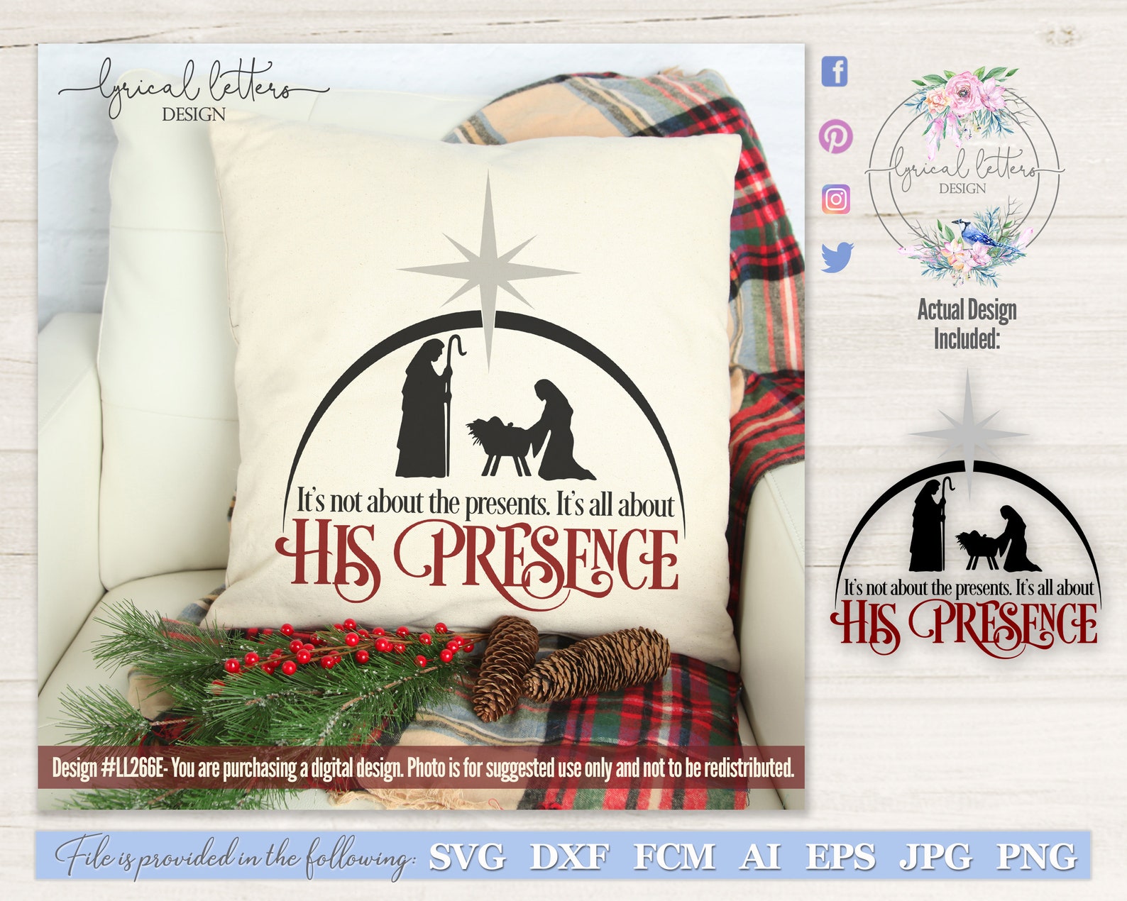 Christmas SVG All About His Presence LL266D SVG DXF Fcm Ai - Etsy