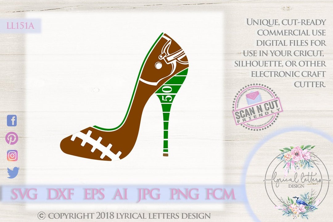 Sports SVG Football High Heel Shoe LL151 A SVG DXF Fcm Ai Eps Png Jpg ...