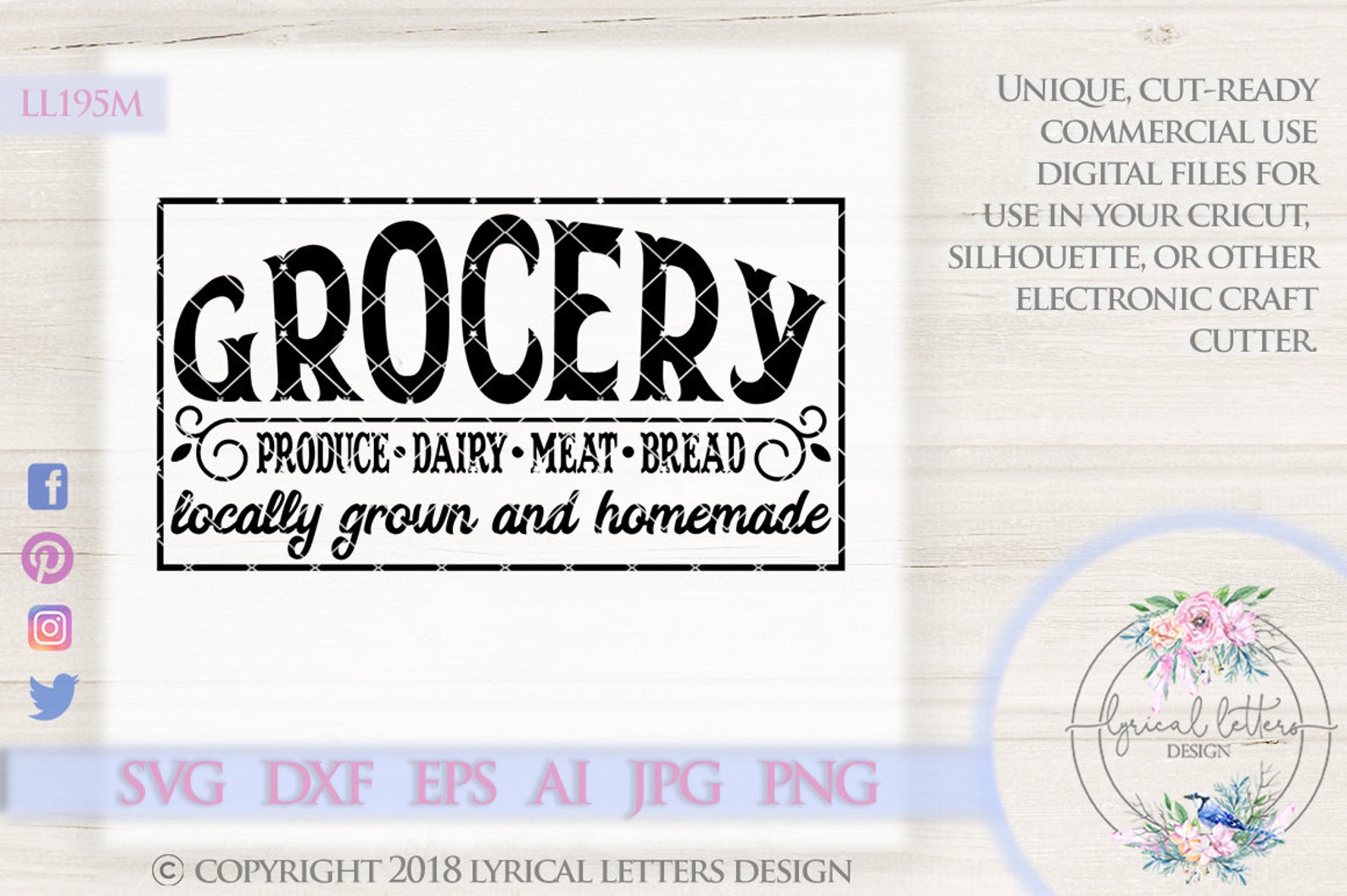 Farmhouse SVG Farmhouse Grocery Locally Grown LL195 M Svg - Etsy