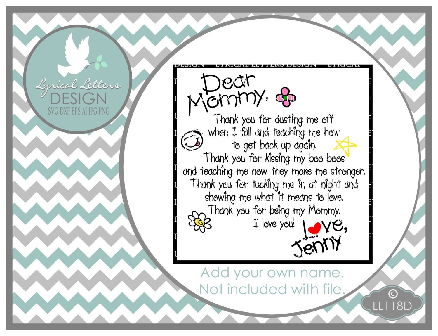 Dear Mommy Letter to Mommy Mother's Day LL118 D SVG | Etsy