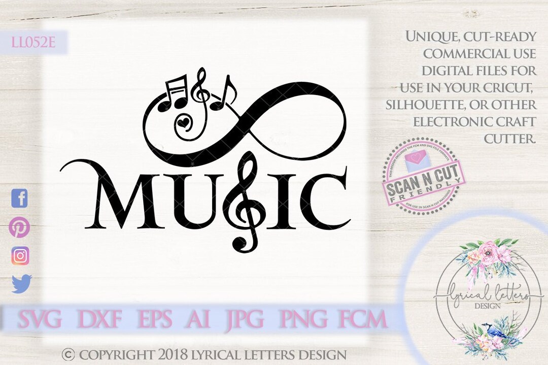 Music Infinity Symbol With Heart LL052 E SVG DXF Fcm Ai Eps - Etsy
