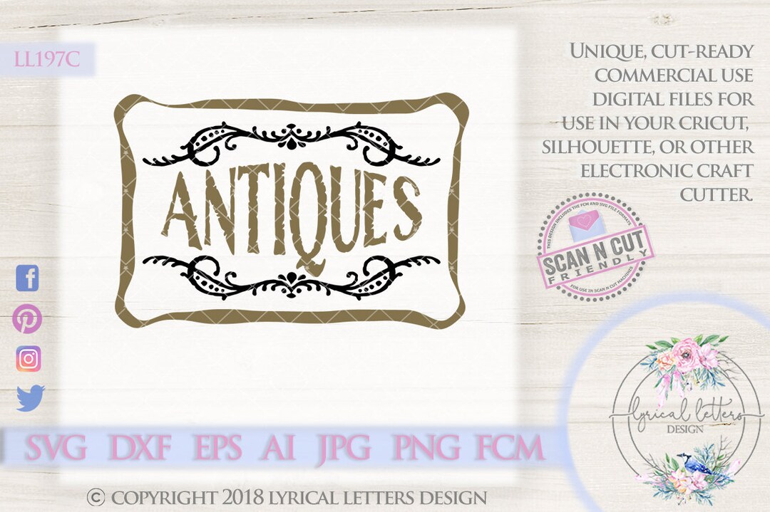 Antiques With Frame SVG Vintage Farmhouse Style LL197 C SVG - Etsy