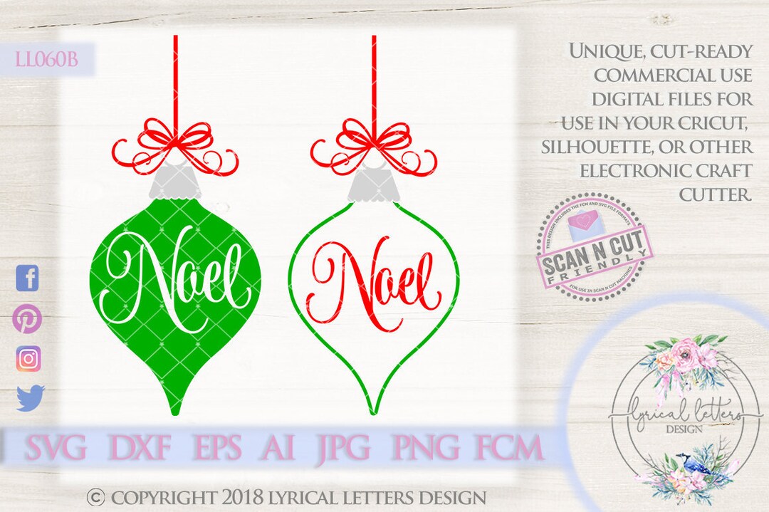 Christmas Ornament Noel LL060 B - SVG DXF Fcm Ai Eps Png Jpg Digital ...