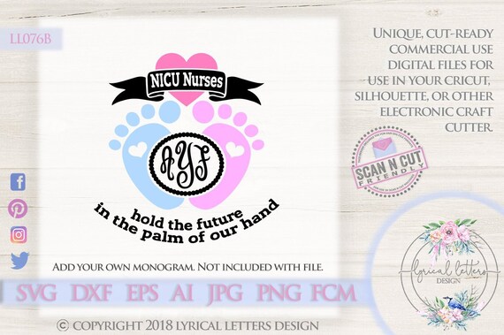 NICU Nurse Monogram LL076 B SVG DXF Fcm Ai Eps Png Jpg - Etsy