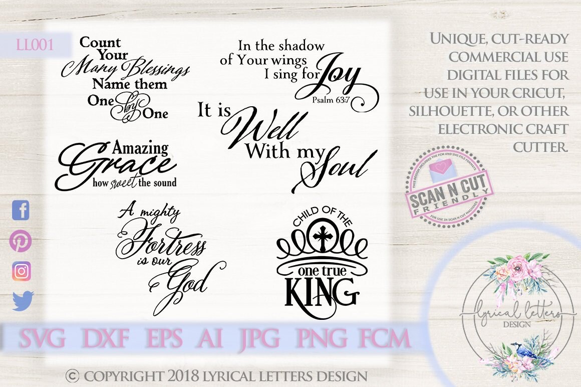 Hymns and Songs LL001 SVG DXF Fcm Ai Eps Png Jpg Digital | Etsy