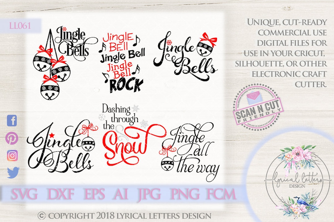 Jingle Bells Dashing Through the Snow LL061 SVG DXF Fcm Ai Eps Png Jpg ...