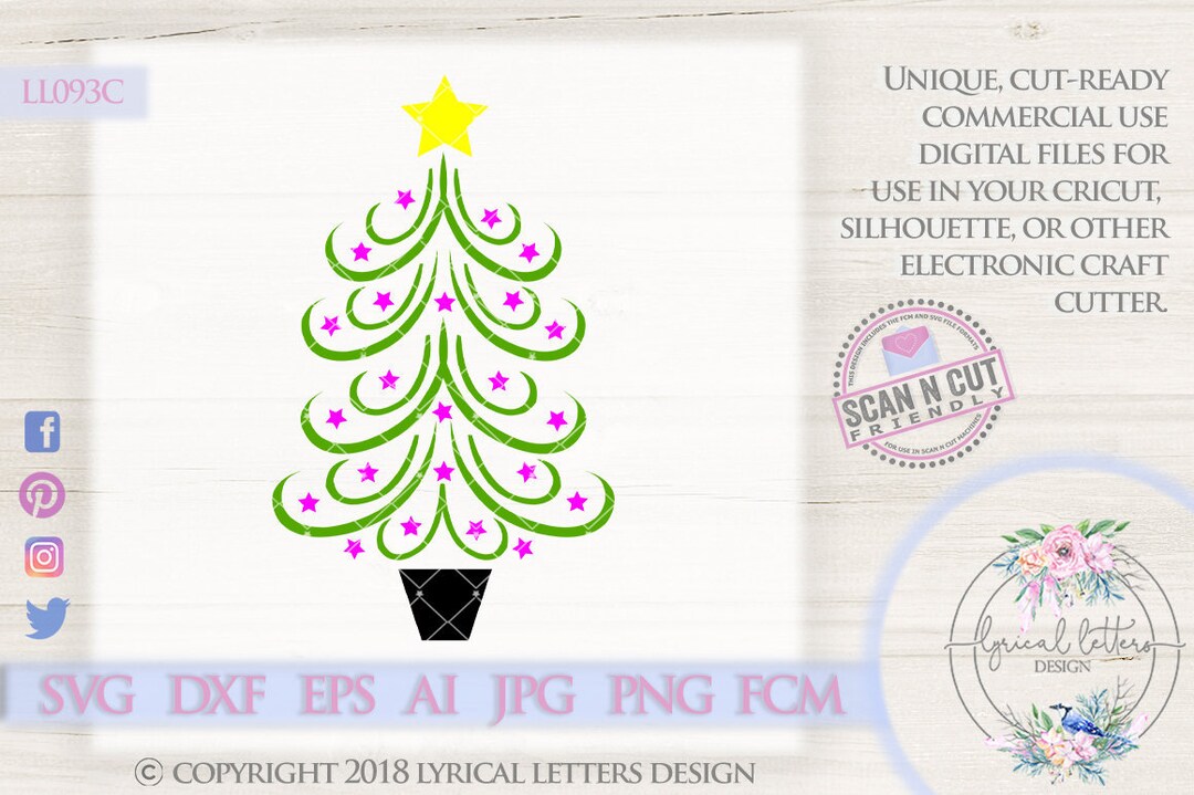 Christmas Tree With Star LL093 C SVG DXF Fcm Ai Eps Png Jpg - Etsy