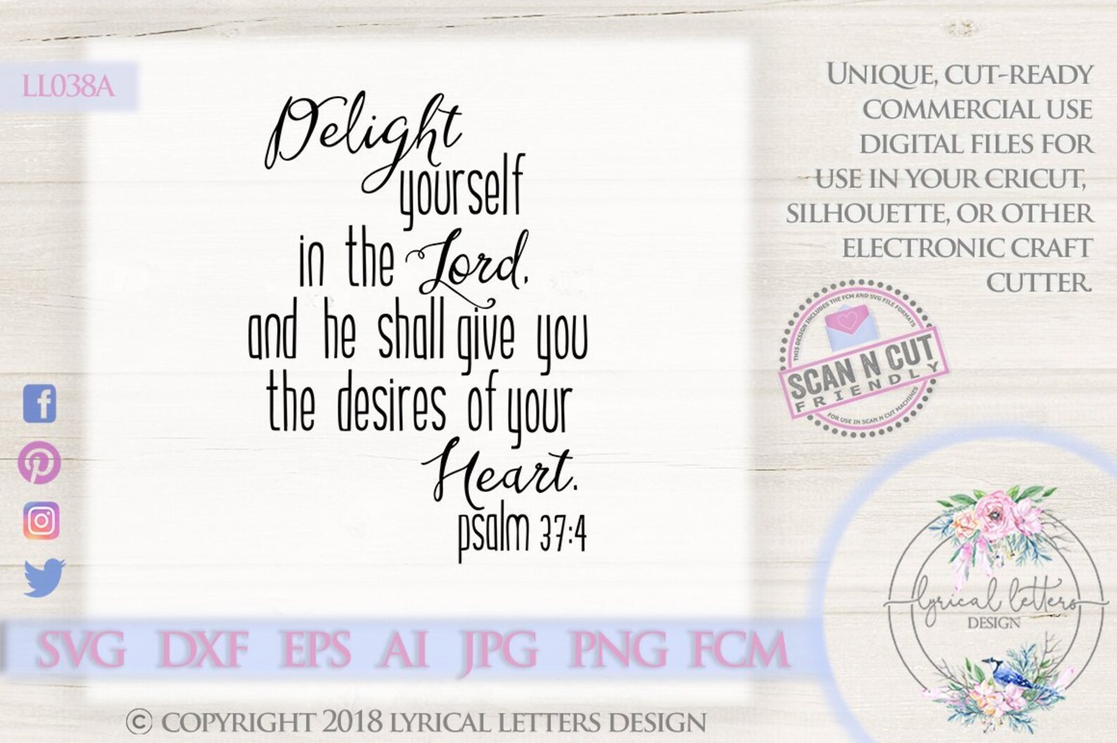 Psalm 37:4 Delight Yourself in the Lord LL038 A SVG DXF Fcm - Etsy