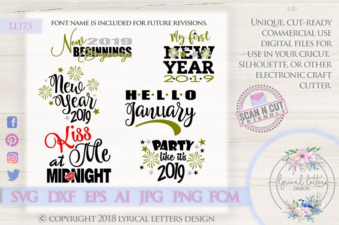 New Year and New Year's Eve 2019 Hello January LL173 SVG - Etsy