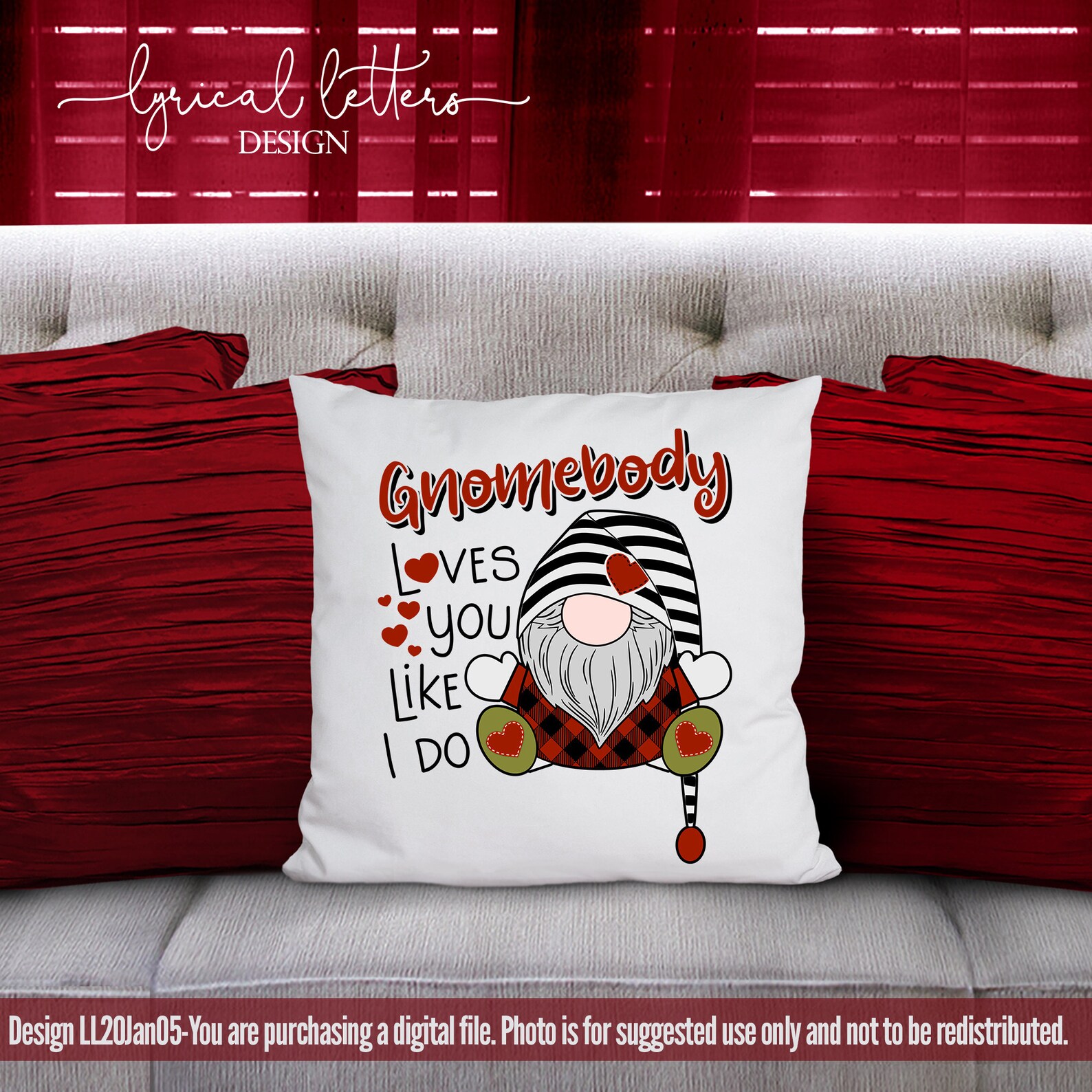 Gnomebody Loves You Like I Do Valentine's SVG Cut File - Etsy