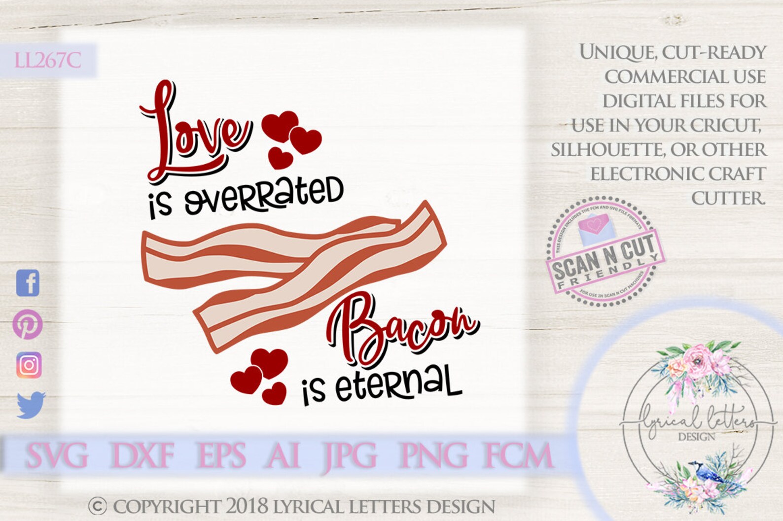 Love is Overrated Bacon is Eternal Anti Valentine's Day - Etsy