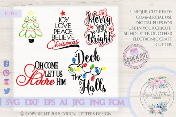 Christmas Tree Deck the Halls Merry and Bright LL083 SVG DXF | Etsy