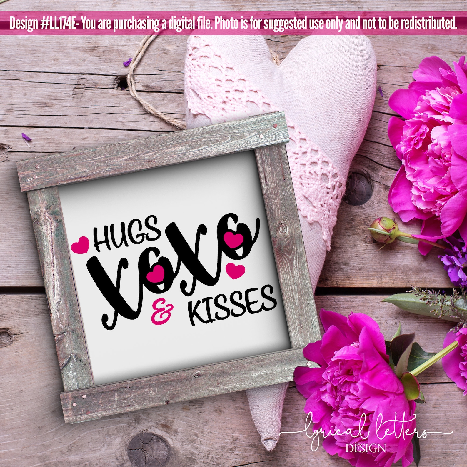 Hugs & Kisses XOXO With Hearts Valentine's Day LL174 E - Etsy