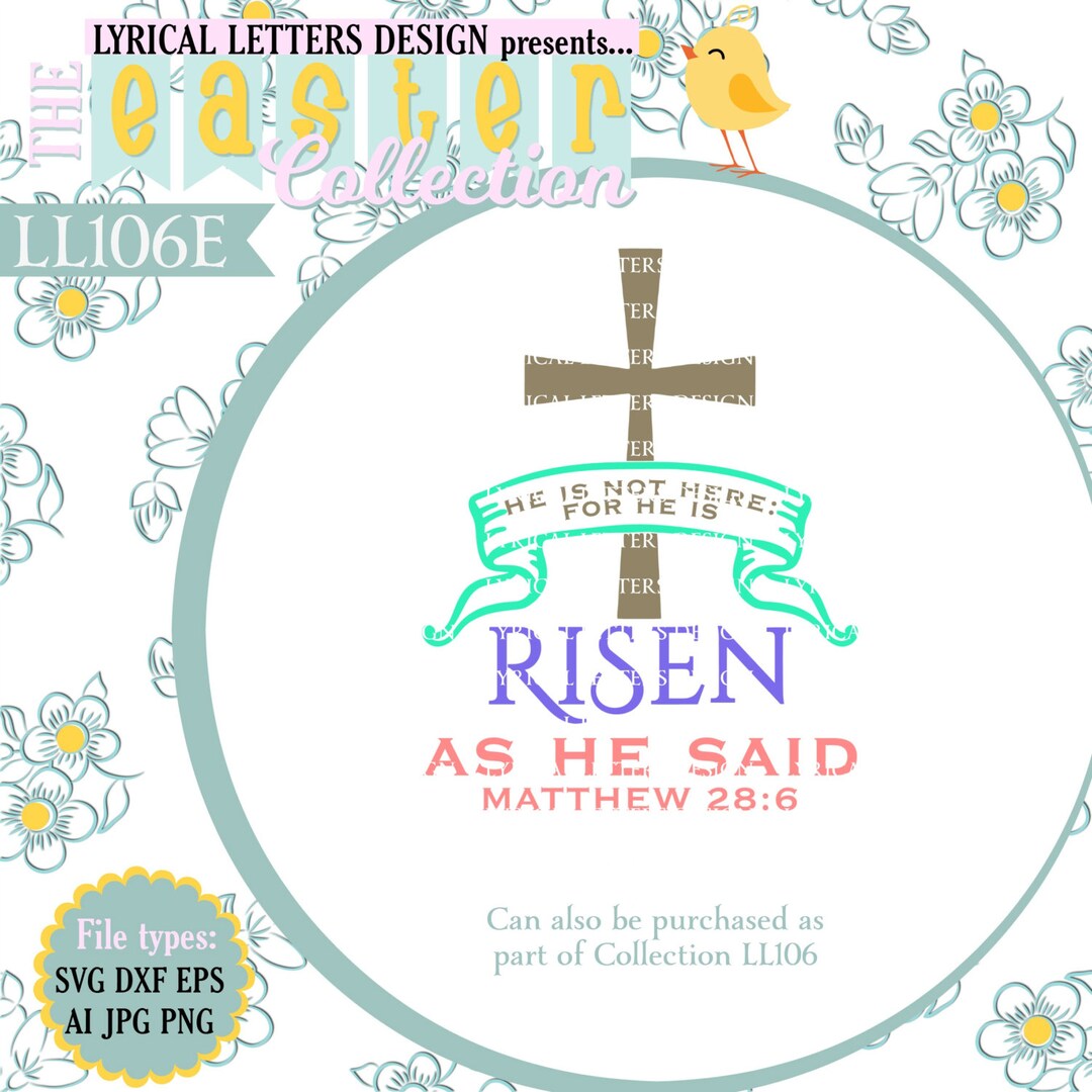 Easter Matthew 28:6 Risen as He Said LL106 E - SVG - Cutting File ...