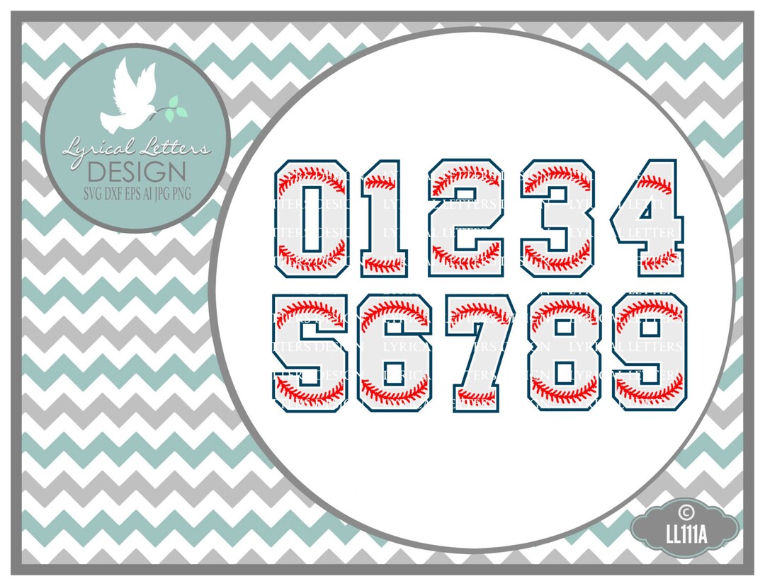 Baseball Numbers With Laces Set LL111A - Vector - Cutting File - Comes ...