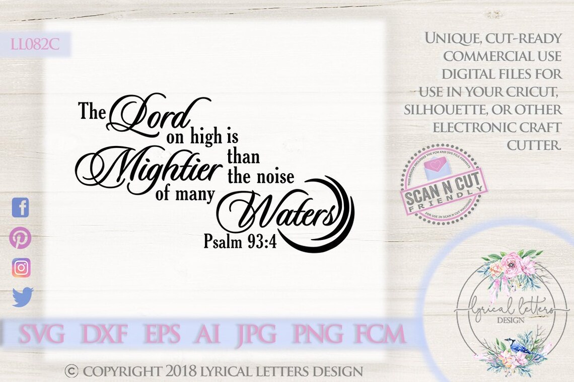 Psalm 93:4 Lord is Mightier Than Waters LL082 C SVG DXF Fcm | Etsy