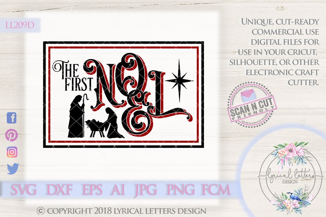 The First Noel Nativity Vintage Christmas Sign SVG LL209 D SVG DXF Fcm ...