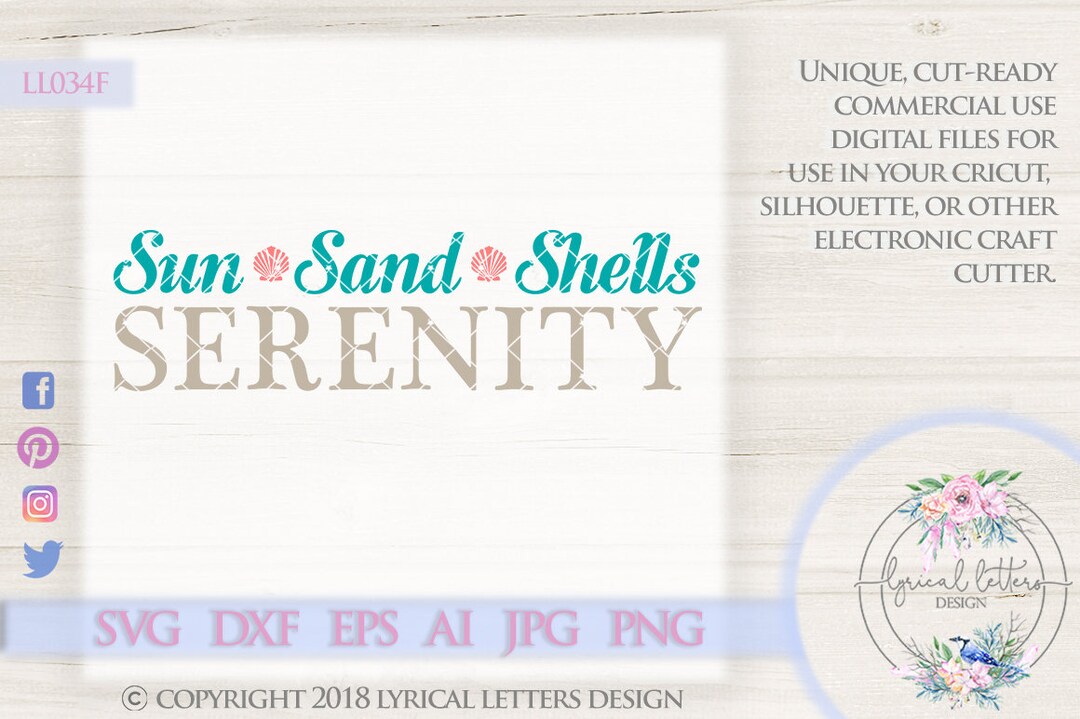 Beach SVG Sun Sand Shells Serenity LL034 F Svg Dxf Ai Eps - Etsy