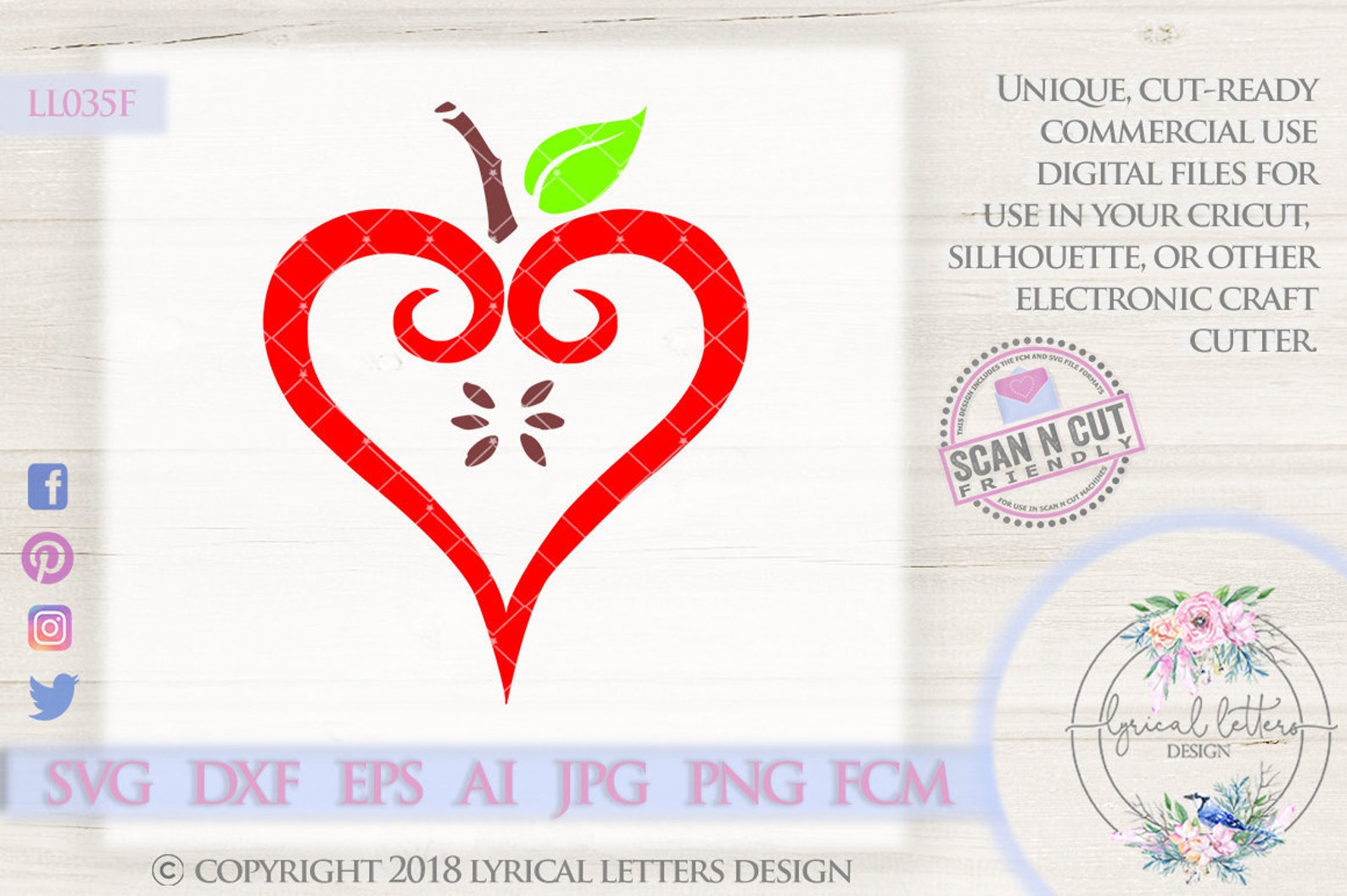 Heart Shaped Apple for Teacher Appreciation LL035 F SVG DXF - Etsy
