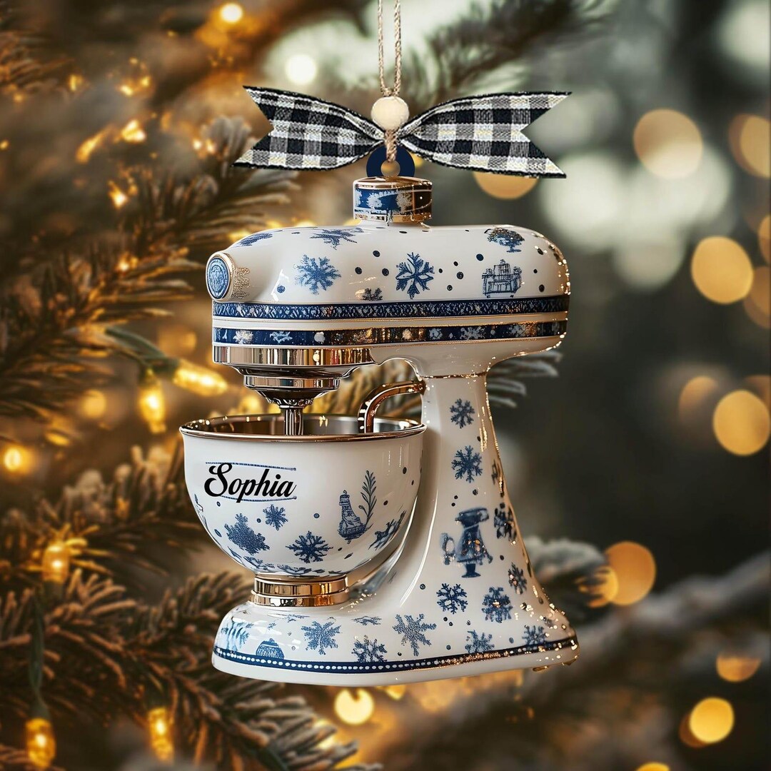 Personalized Kitchen Mixer 2D Ornament Custom Name Tree Decoration With ...