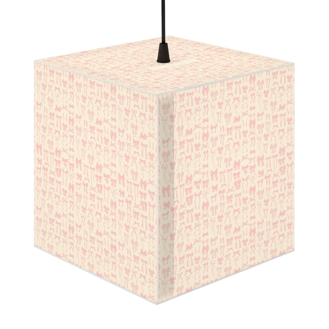 Minimal Pink Bow Pattern Light Cube Lamp | Nursery Nightlight Decor - Etsy