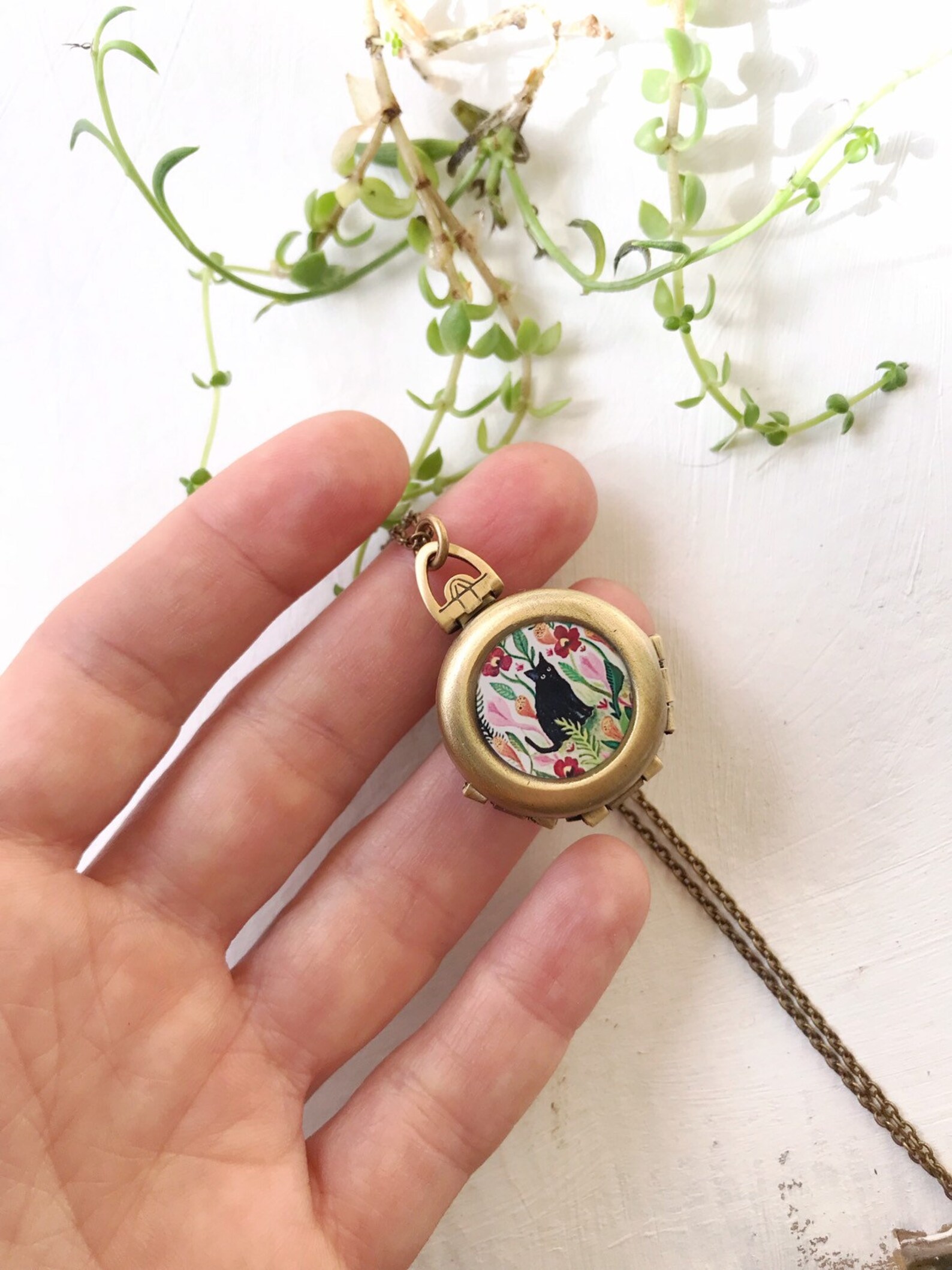 Black Cat Locket Unique Cat Jewelry Black Kitty Gift Animal | Etsy