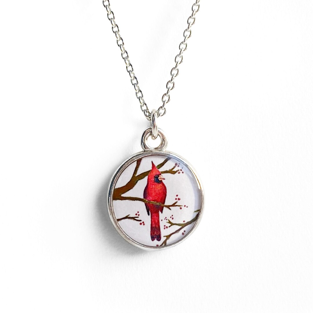 Cardinal Necklace, Red Bird, Red Cardinal Necklace, Christmas Gift ...
