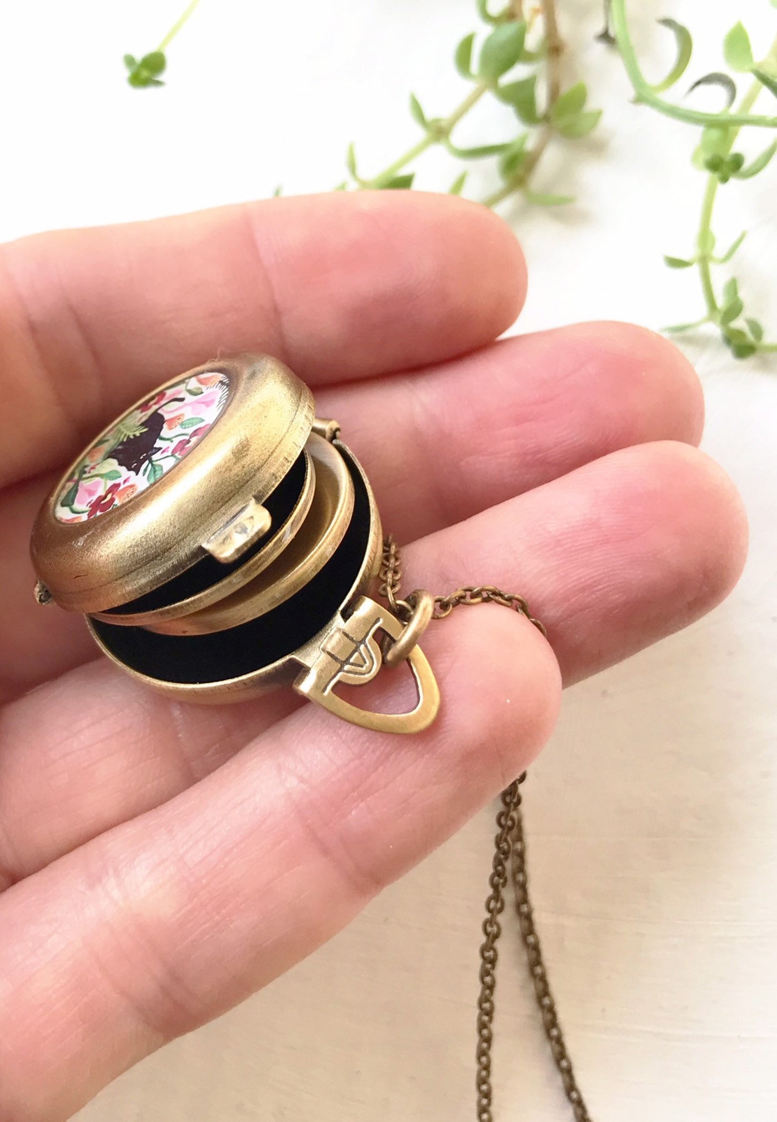 Black Cat Locket Unique Cat Jewelry Black Kitty Gift Animal | Etsy