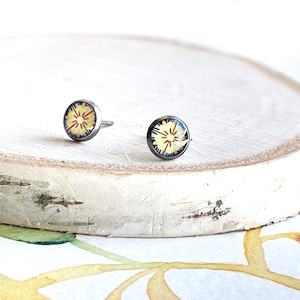 Adventurer Stud Earrings, Delicate Compass Studs, Geometric Colorful ...