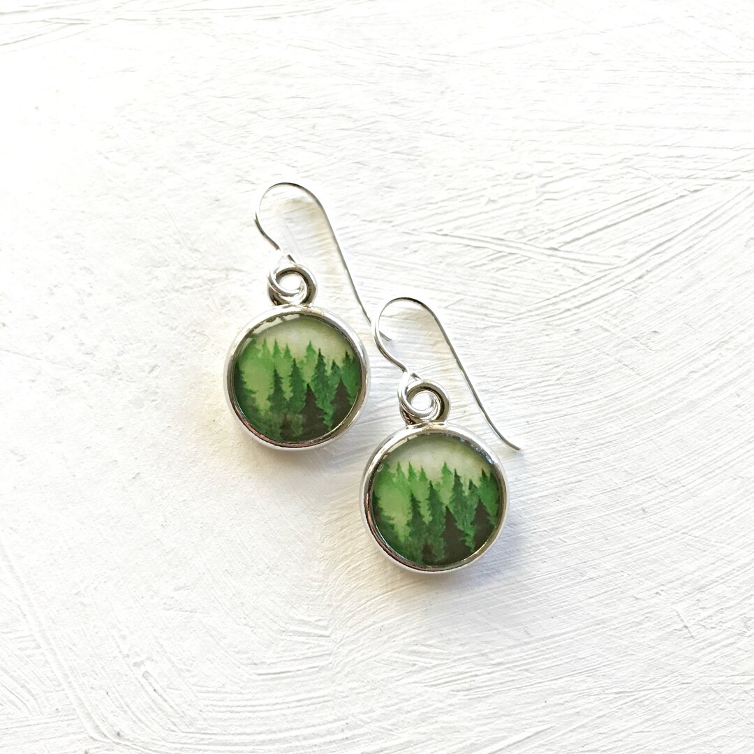 Forest Earrings, Evergreen Art, Douglas Fir, Nature Lover Jewelry ...