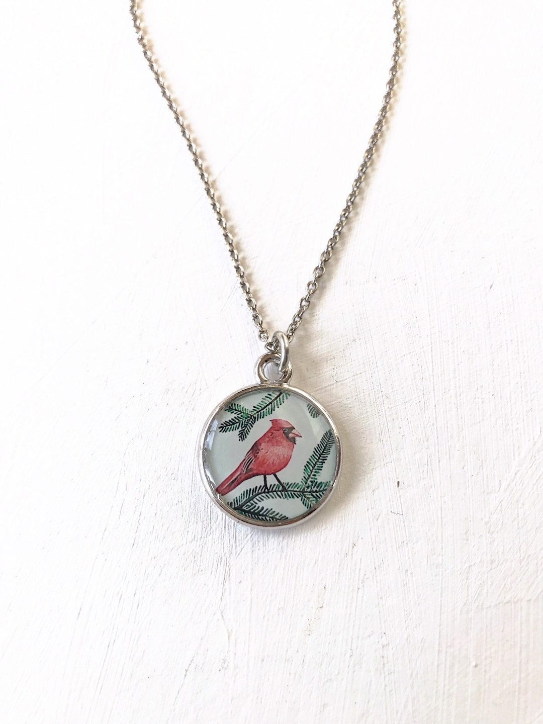Cardinal Necklace, Christmas Cardinal, Red and Green Cardinal Jewelry ...