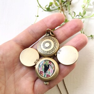 Black Cat Locket, Unique Cat Jewelry, Black Kitty Gift, Animal Locket ...
