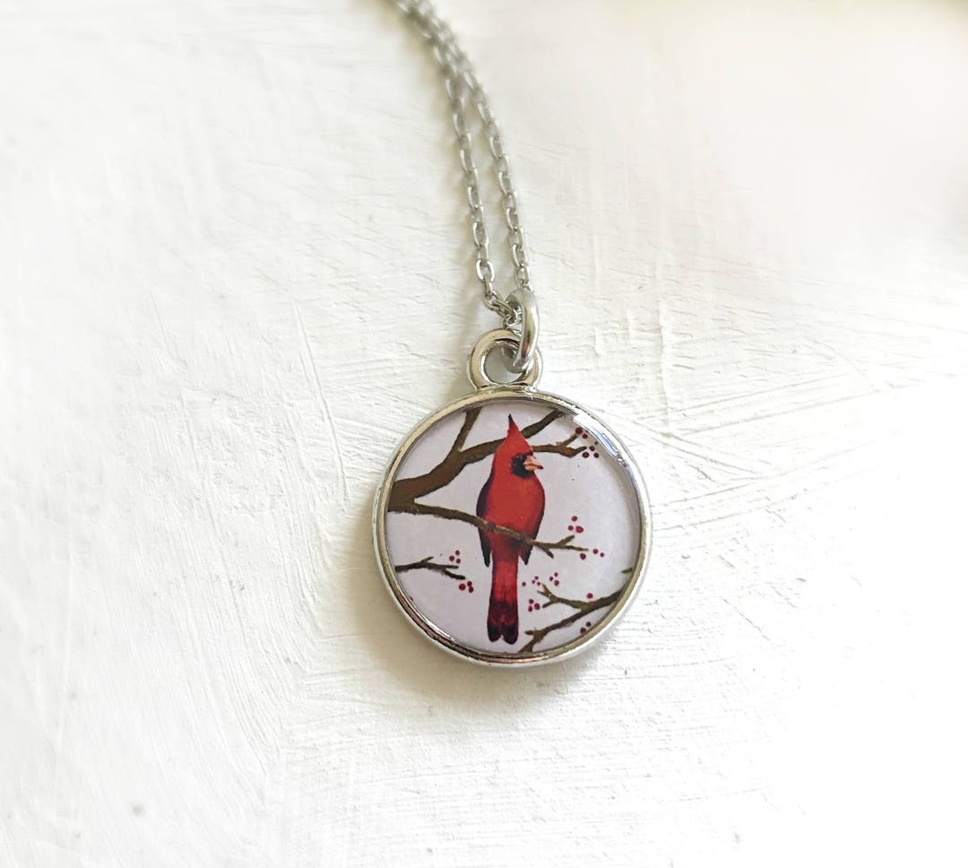 Cardinal Necklace, Red Bird, Red Cardinal Necklace, Christmas Gift ...