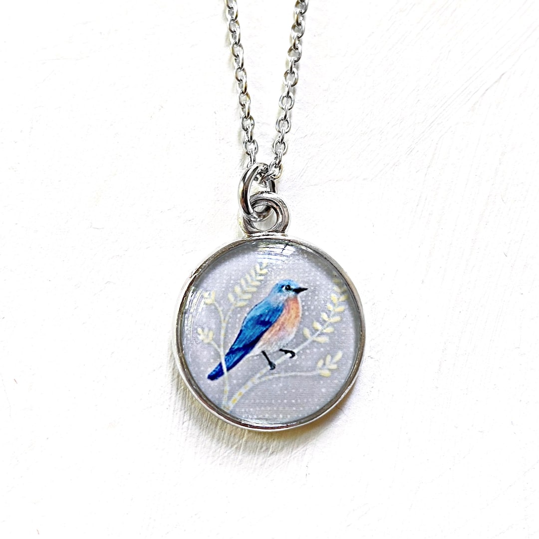 Bluebird Necklace: Original Resin Bird Jewelry, Eastern Bluebird - Etsy