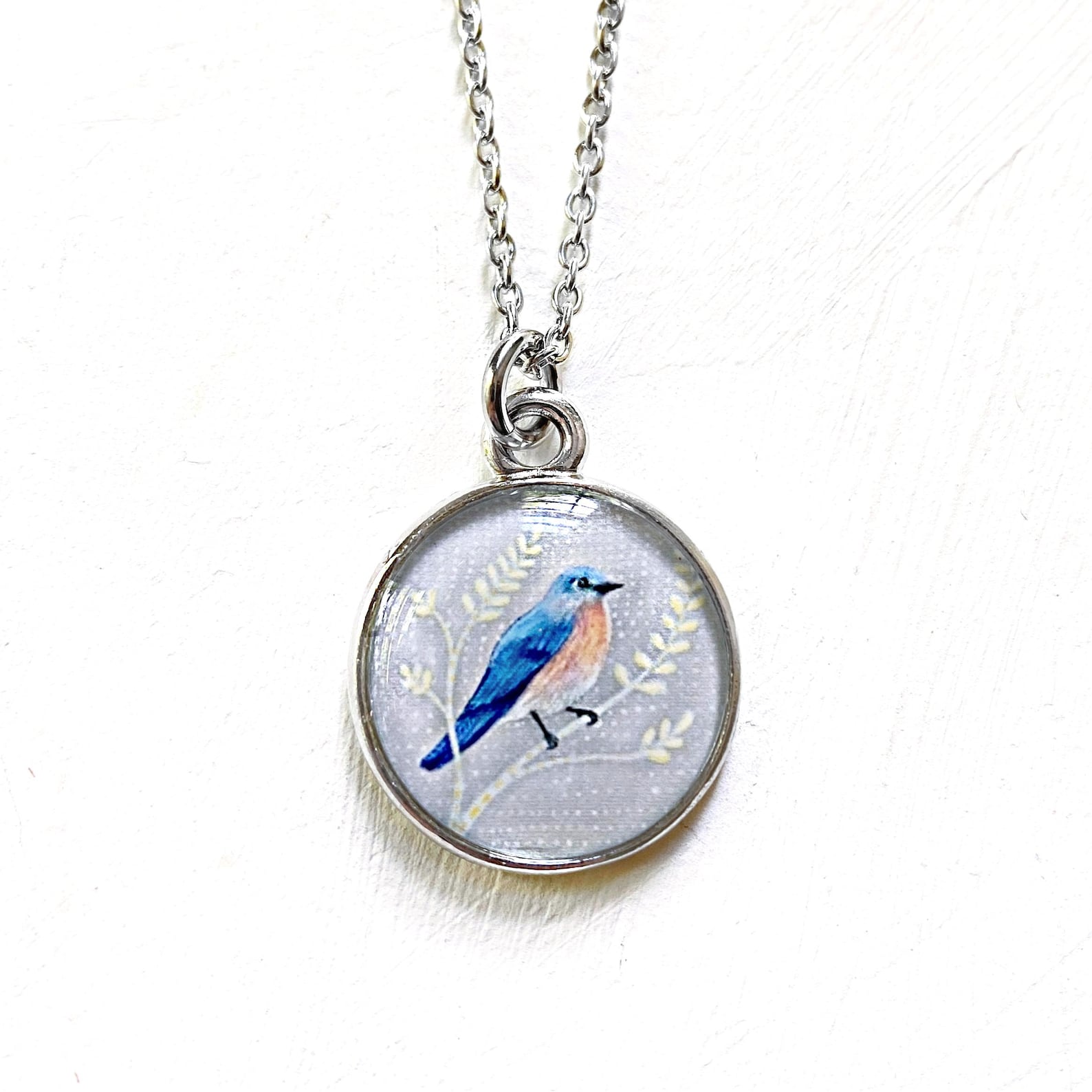 Bluebird Necklace: Original Resin Bird Jewelry, Eastern Bluebird - Etsy