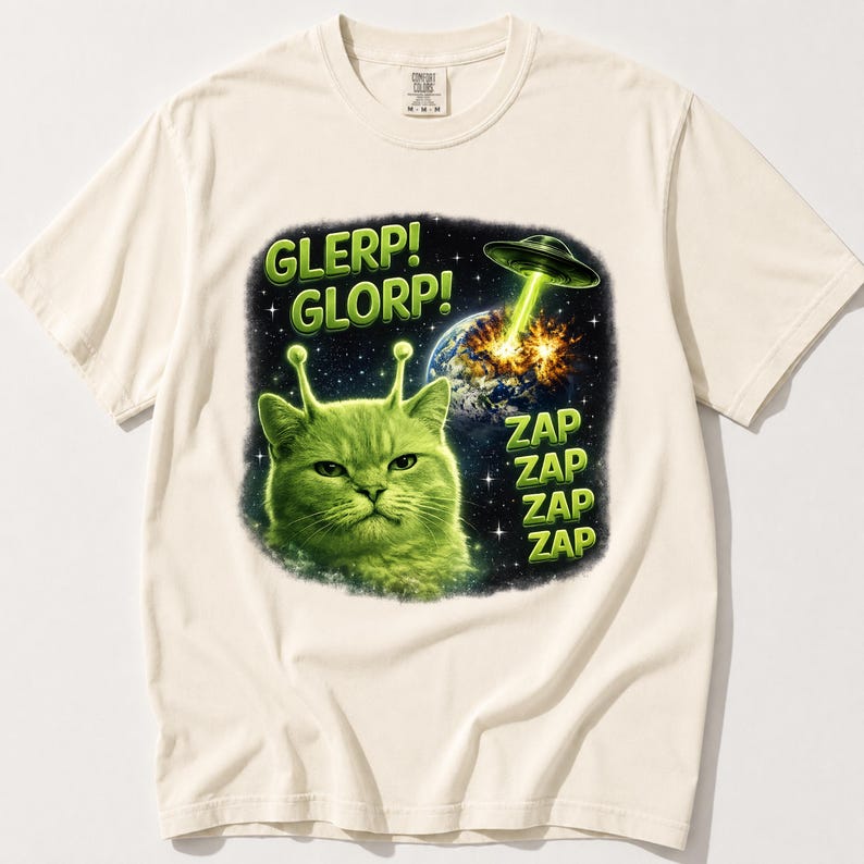 Glerp Glorp Funny Alien Cat Meme Tee Shirt Gift for Woman and Man ...