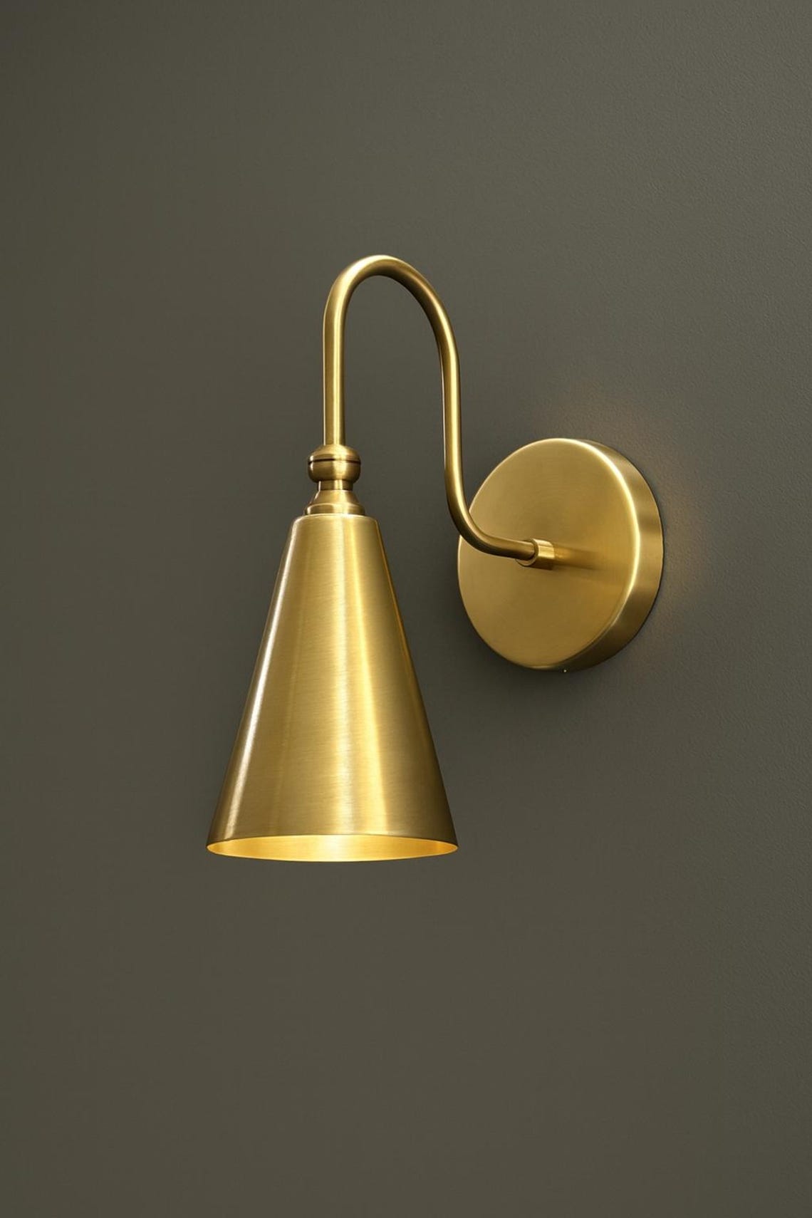 Modern Brass Cone Wall Sconce Luxury Metal Wall Light for Bedroom and ...