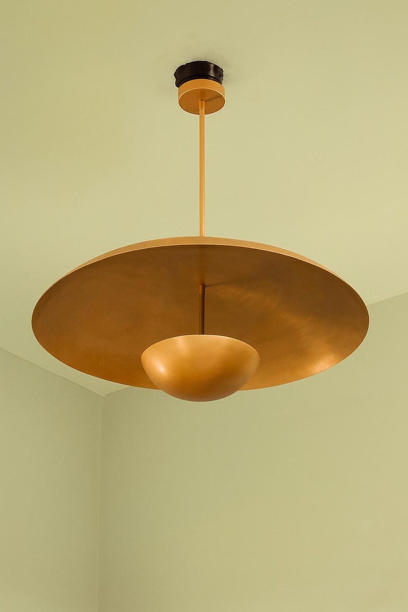 Handmade Brass Disc Pendant Light, Scandinavian Mid-century Modern ...