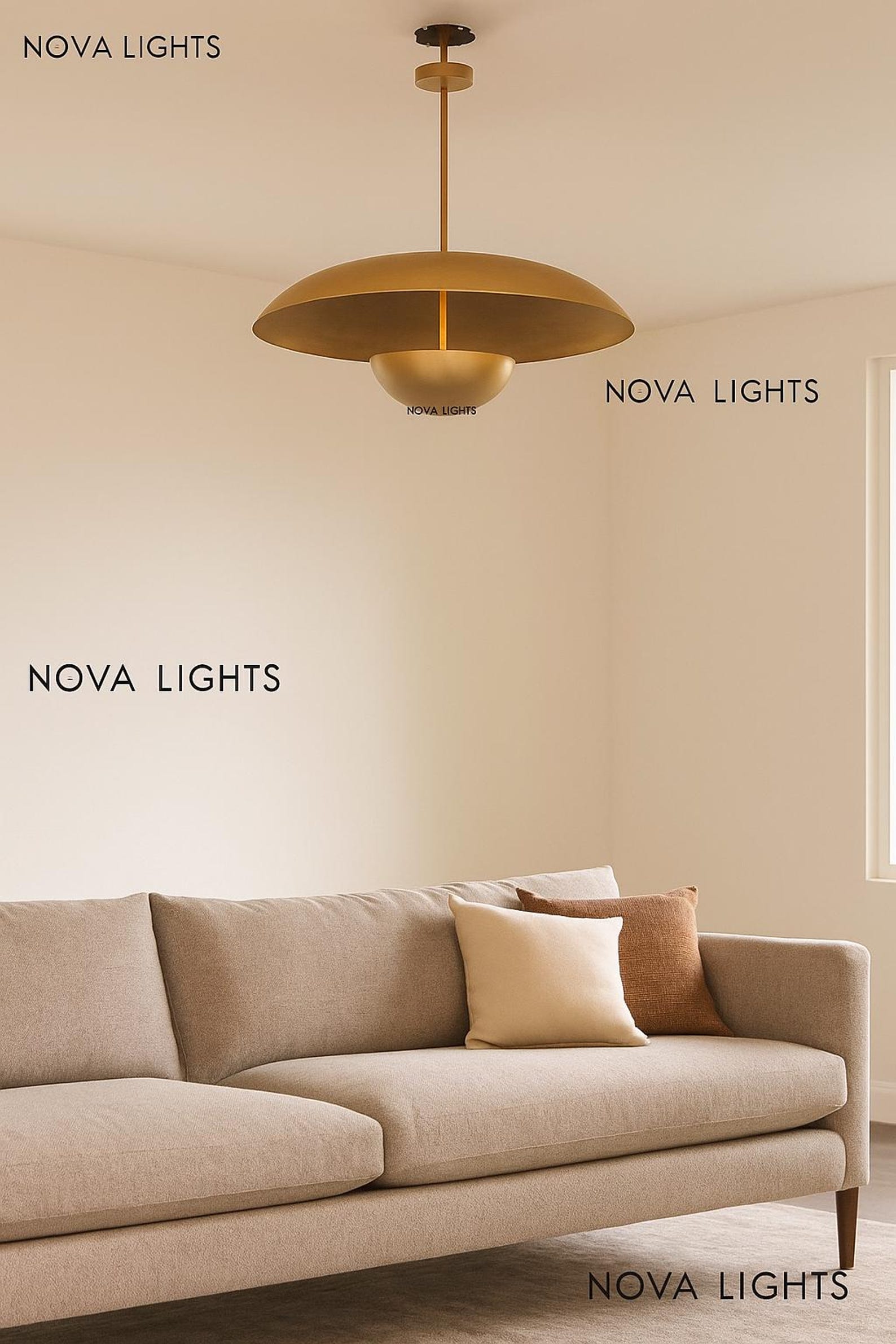 Brass Disc Pendant Light | Novalights - Etsy