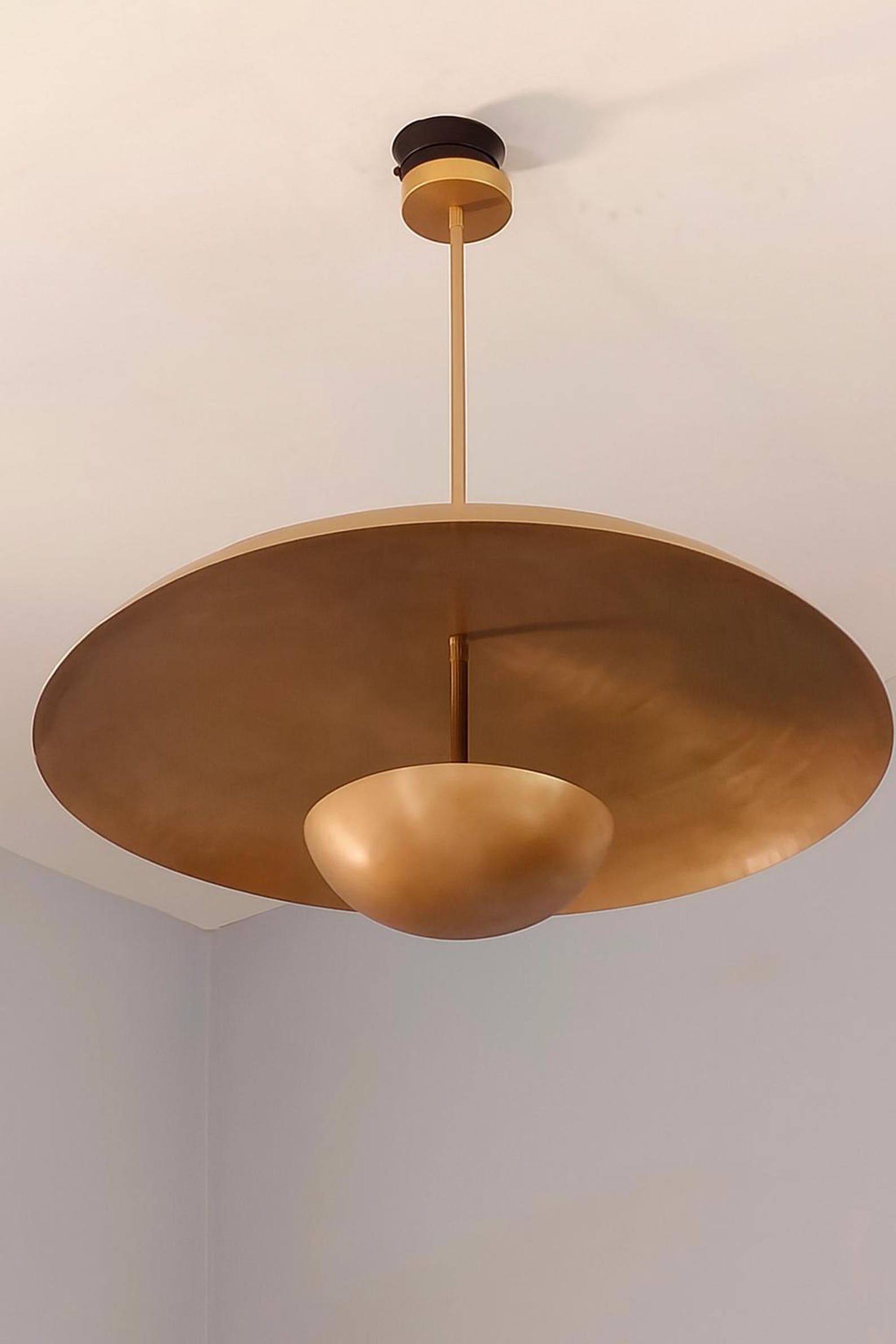 Handmade Brass Disc Pendant Light, Scandinavian Mid-century Modern ...