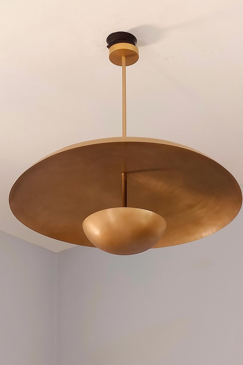 Handmade Brass Disc Pendant Light, Scandinavian Mid-century Modern ...