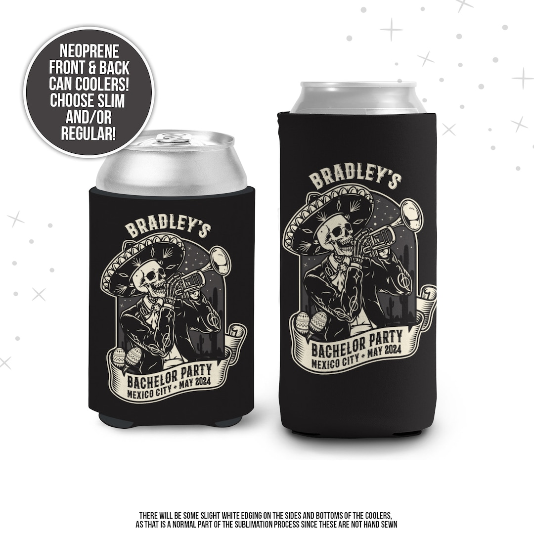 Bachelor or Bachelorette Party Can Coolies | Mariachi Skeleton Beverage ...