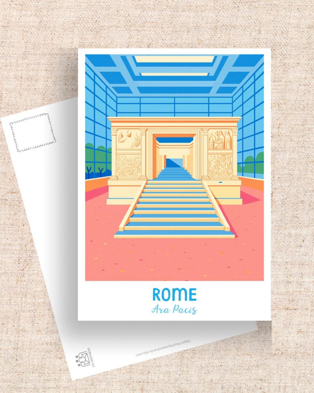 Rome Italia Travel Postcard, Ara Pacis Postcard Art, Italy Postcard ...