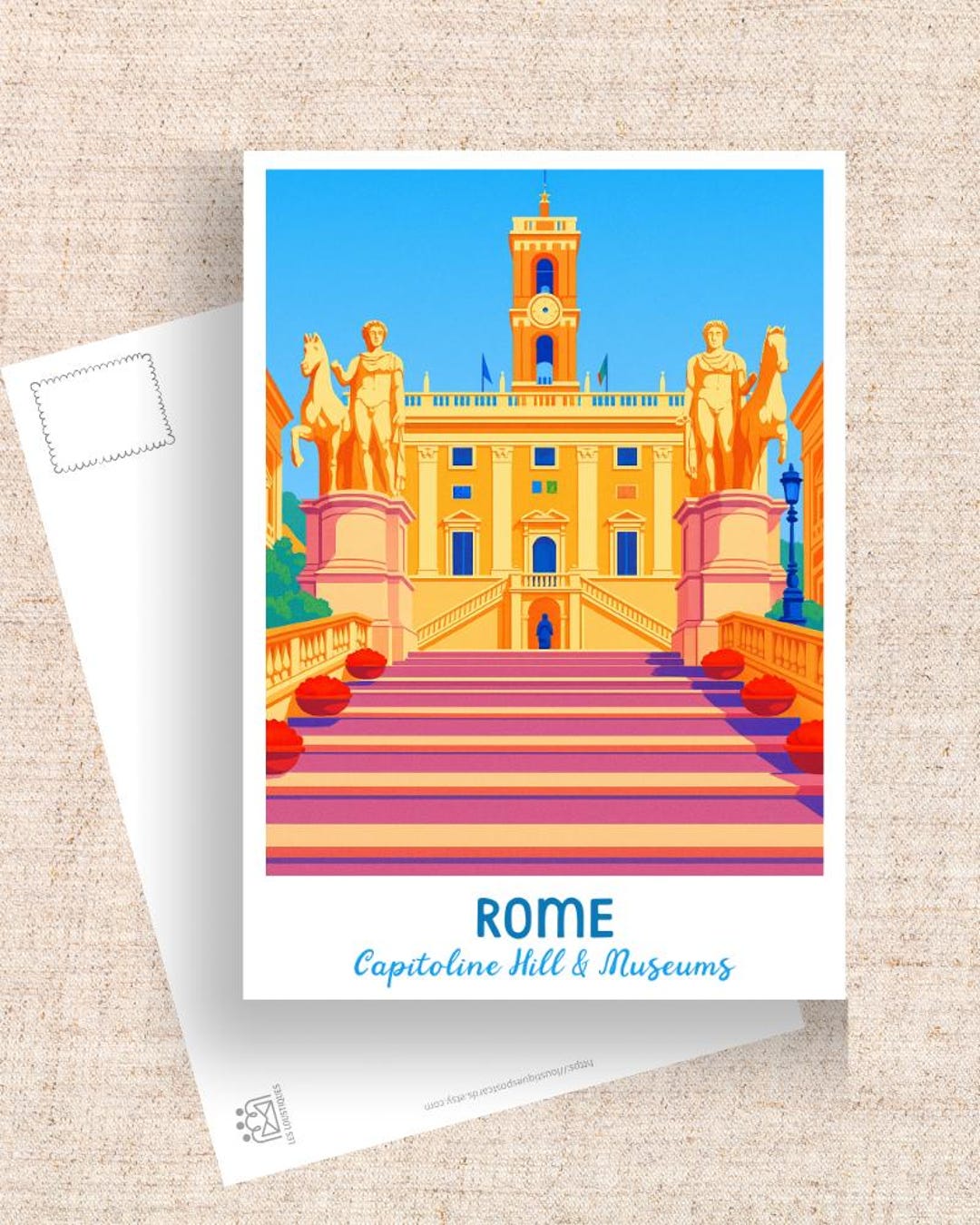 Rome Italy Travel Postcard, Capitoline Hill Museums Postcard Art, Italy ...