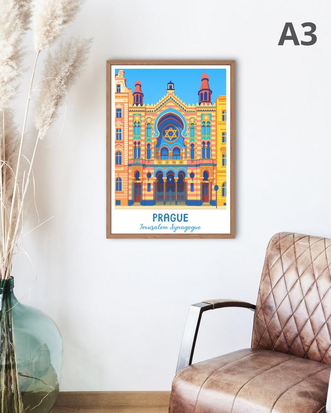Prague Tcheque Republic Travel Poster, Jerusalem Synagogue Wall Art ...