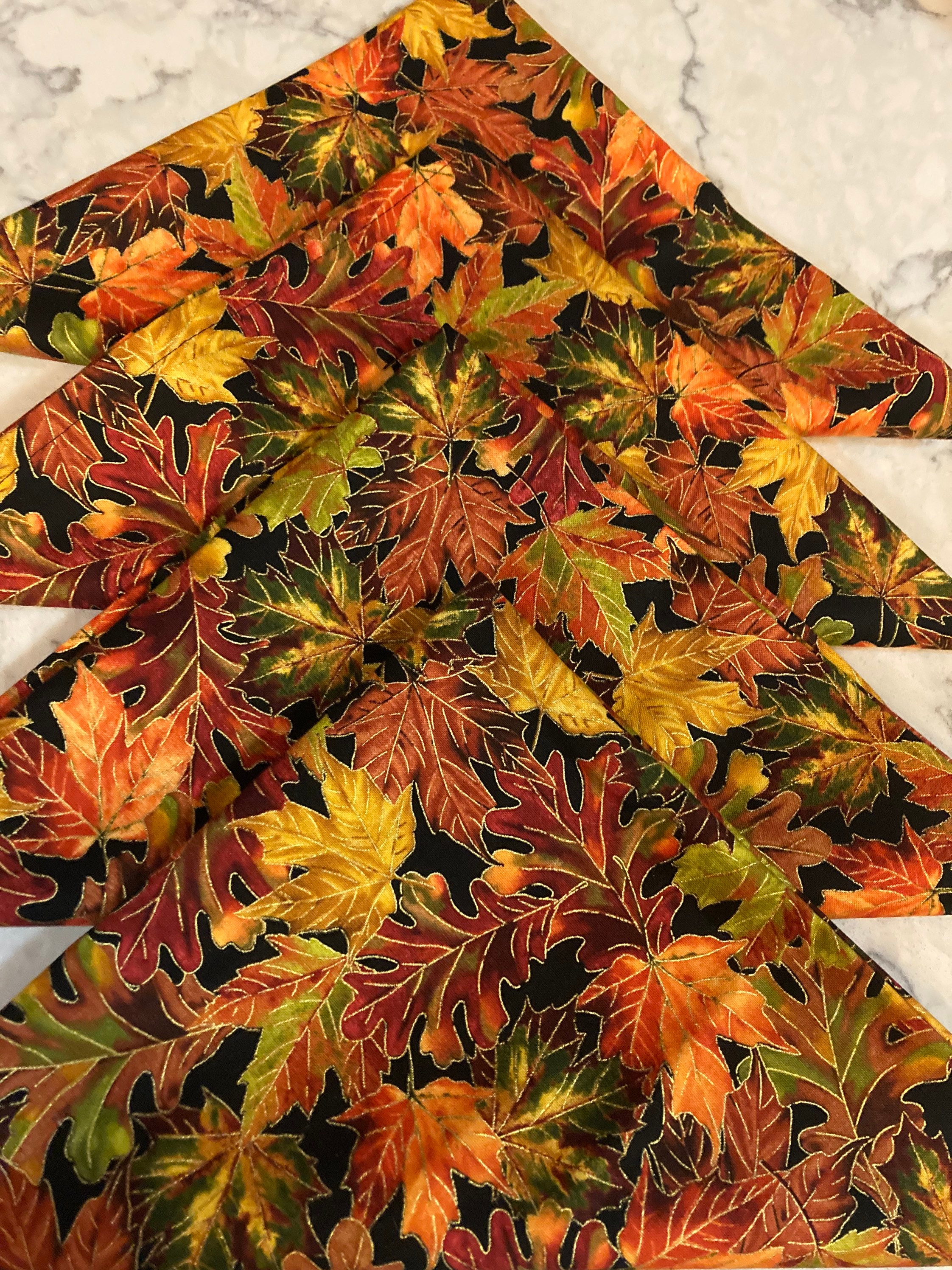 Autumn Leaf Print Cotton Dinner Napkins, Fall Fabric Napkins, Reusable ...